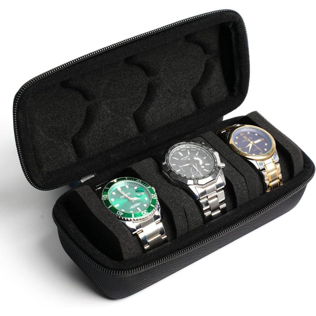 Watch Travel Cases,Watch Box for Men, Black 5 Slot Watch Roll Travel ...