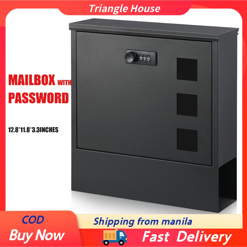Wall-Mount Mailbox with Combination Lock Hanging Secured Postbox ...
