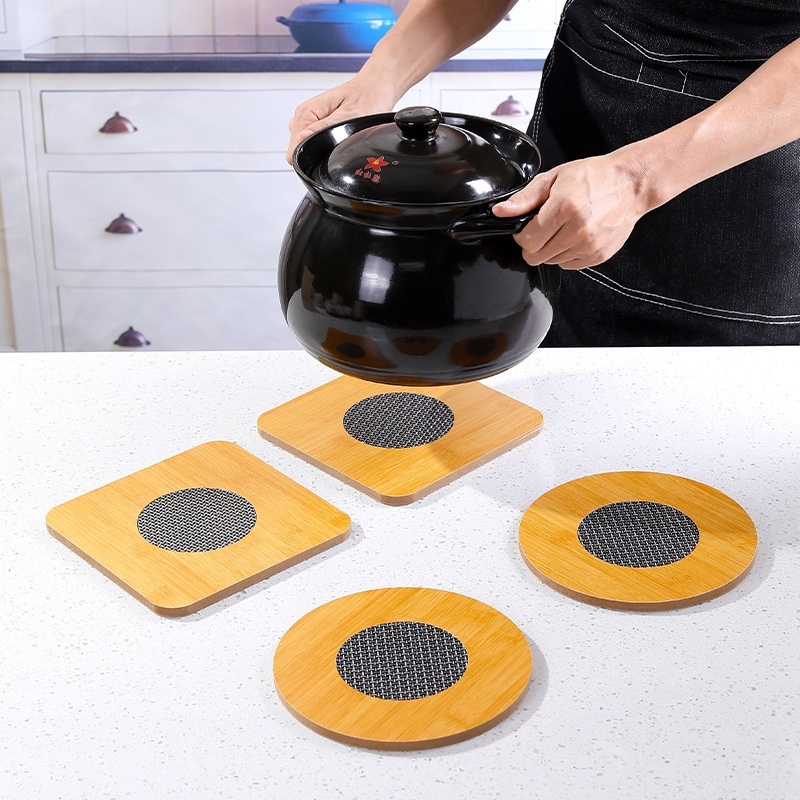 Wooden Heat Pad Insulation Mat Scald Proof Kitchen Table Mat Placemats ...