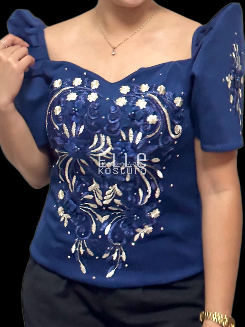 Modern Filipiniana Blouse 3D Lace | Shopee Philippines