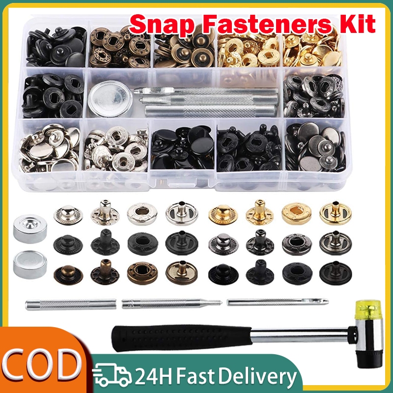 120 Set 12mm Snap Fasteners Kit With Die Punch Tool for Leather, Metal ...