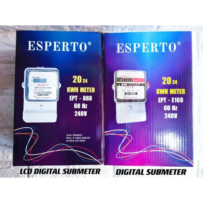 ESPERTO Electrical Submeter Digital/LCD 60AMP Glass Watt Meter 1 Phase ...