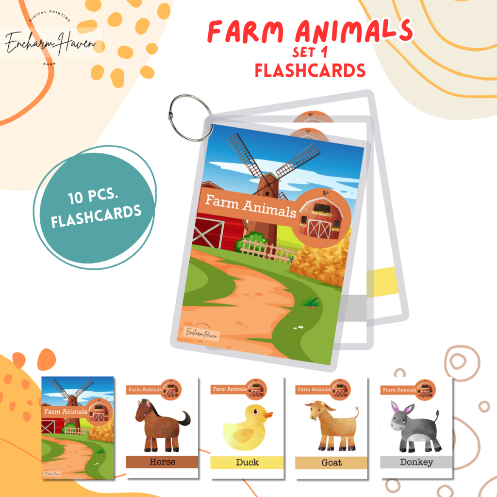 'FARM ANIMALS' Fully Laminated Educational Flashcards [10 - 11 pcs ...