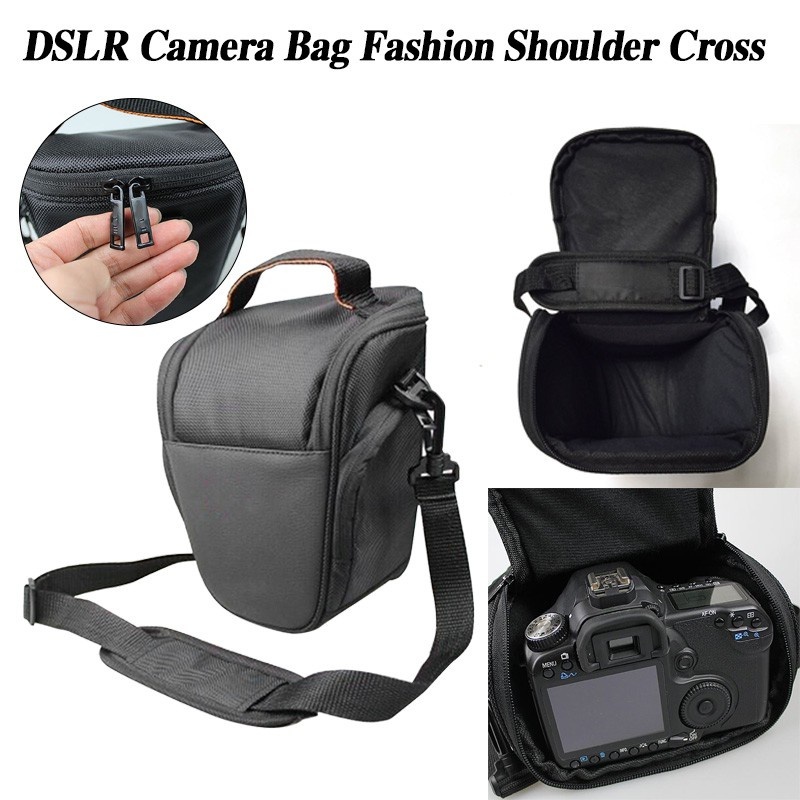 DSLR Camera Bag Fashion Shoulder Cross Digital Case Waterproof W/ Rain ...