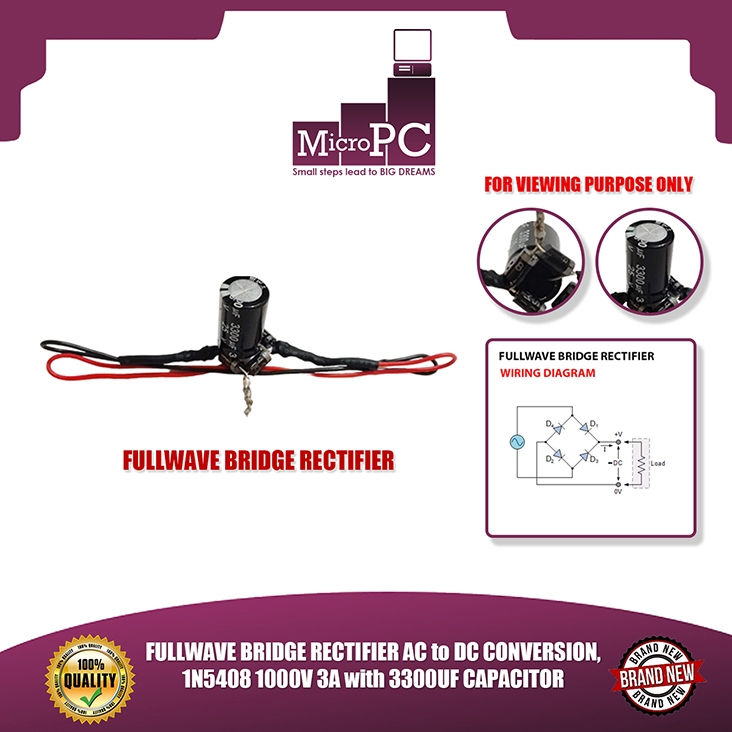 MICRO PC FULLWAVE BRIDGE RECTIFIER AC to DC CONVERSION, 1N5408 1000V 3A ...