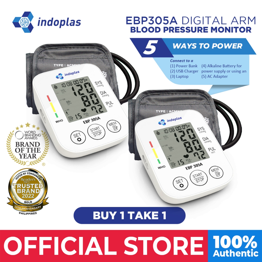 Indoplas Powered Automatic Blood Pressure Monitor EBP305A - BUY 1 TAKE ...