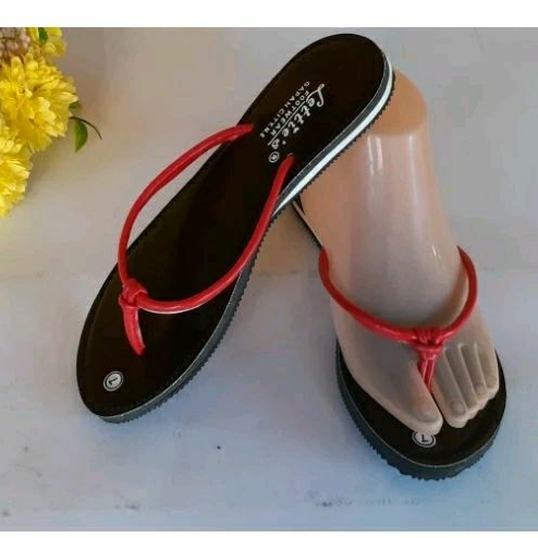 NORA(black edition)flat slippers for indoor/outdoor use.blk red green ...