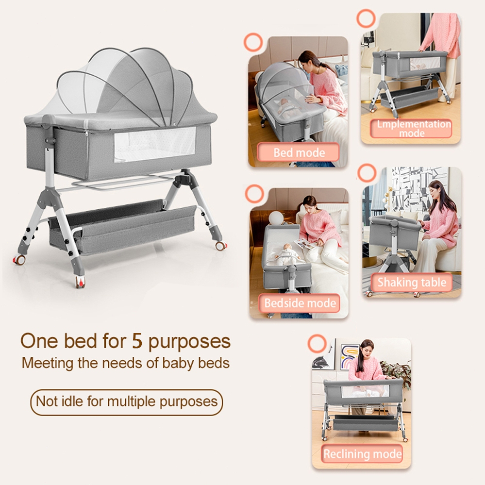 3 in 1 Baby Crib Portable Cradle Cart Rocker Bed Newborn Sleeping ...