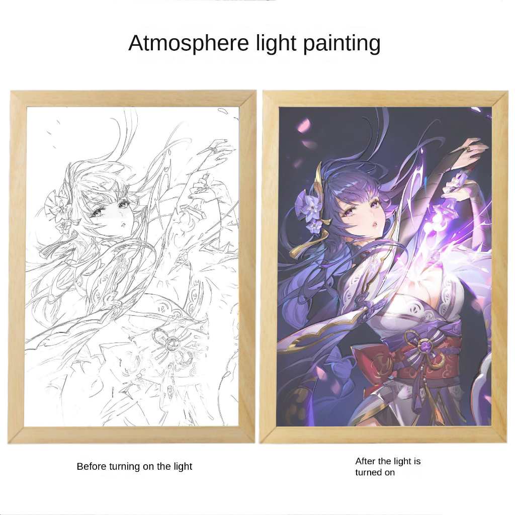 Genshin Impact Barbatos Zhongli Raiden Shogun light art painting ...