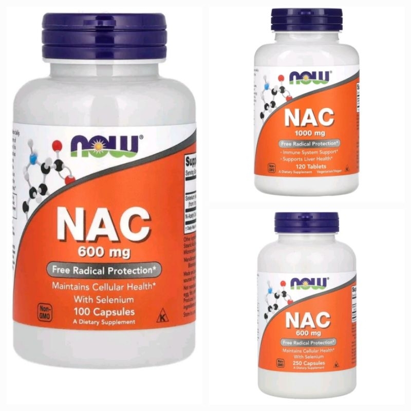 Now NAC N-Acetyl Cysteine 600mg or 1000mg - 100, 120 or 250 Veggie Caps ...