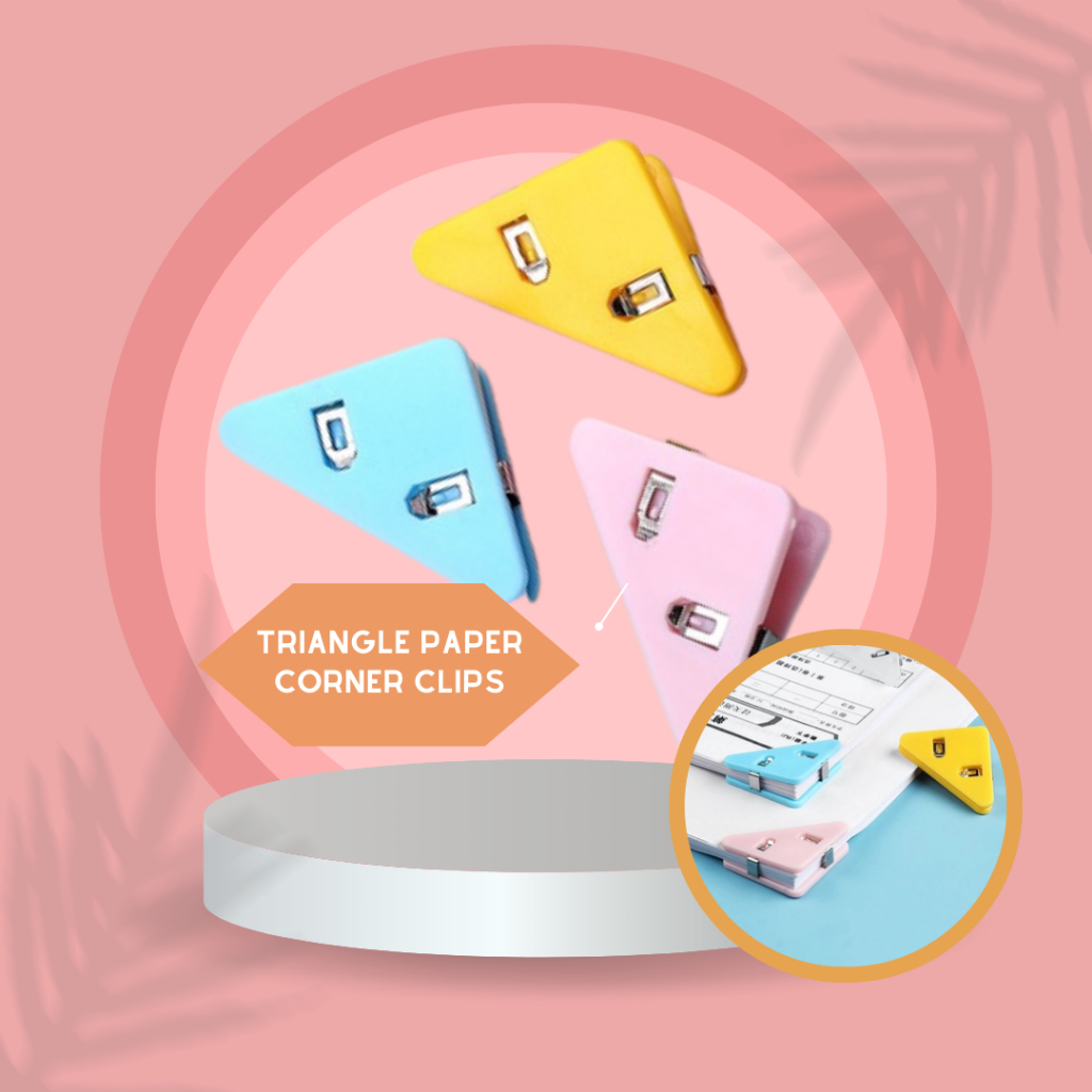 Triangle Paper Corner Clips Page Holder School Stationery Corner Clip ...