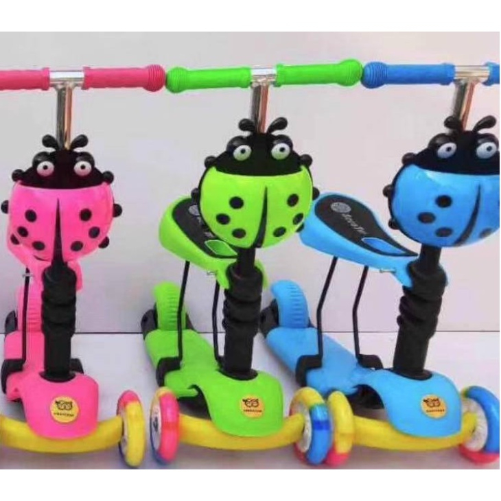 Adjustable Kiddies Scooter and lightning wheels with seat ladybug ...