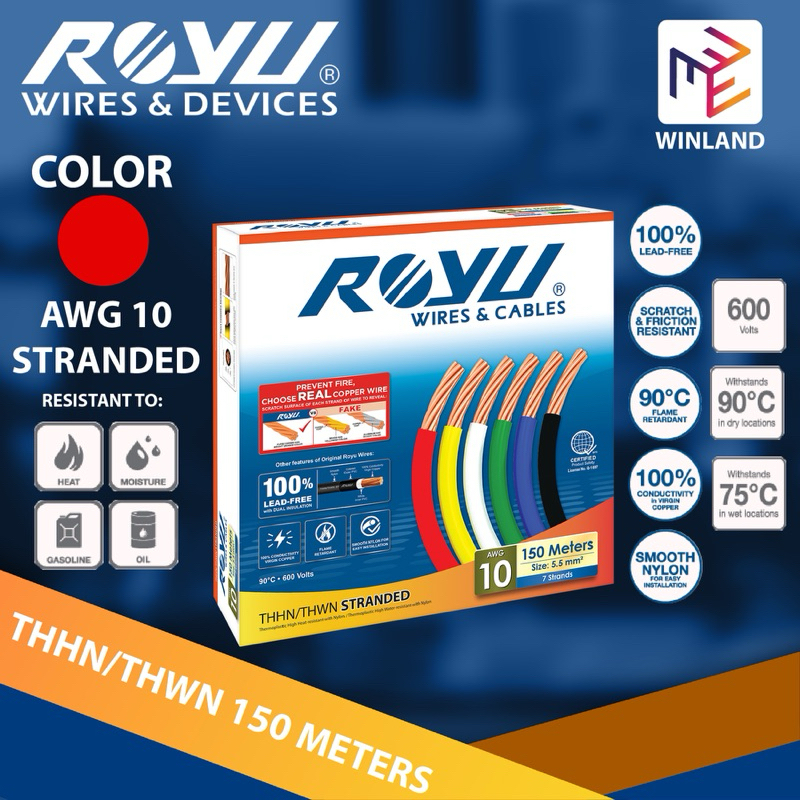Royu THHN Stranded Wires 14/7，12/7，10/7，8/7 per Meter | Shopee Philippines