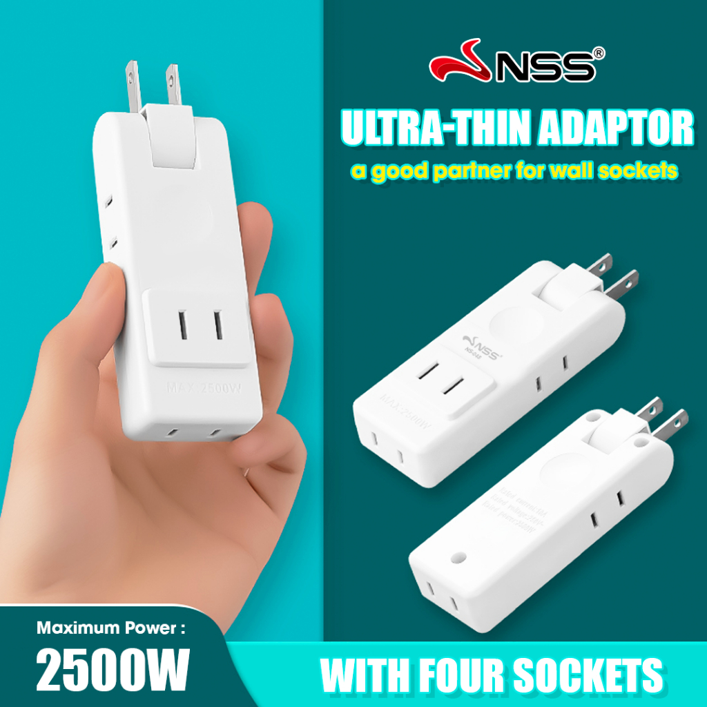 NSS Extension Adaptor Socket Outlet Ultra Thin 4 Gang Rotating Travel ...