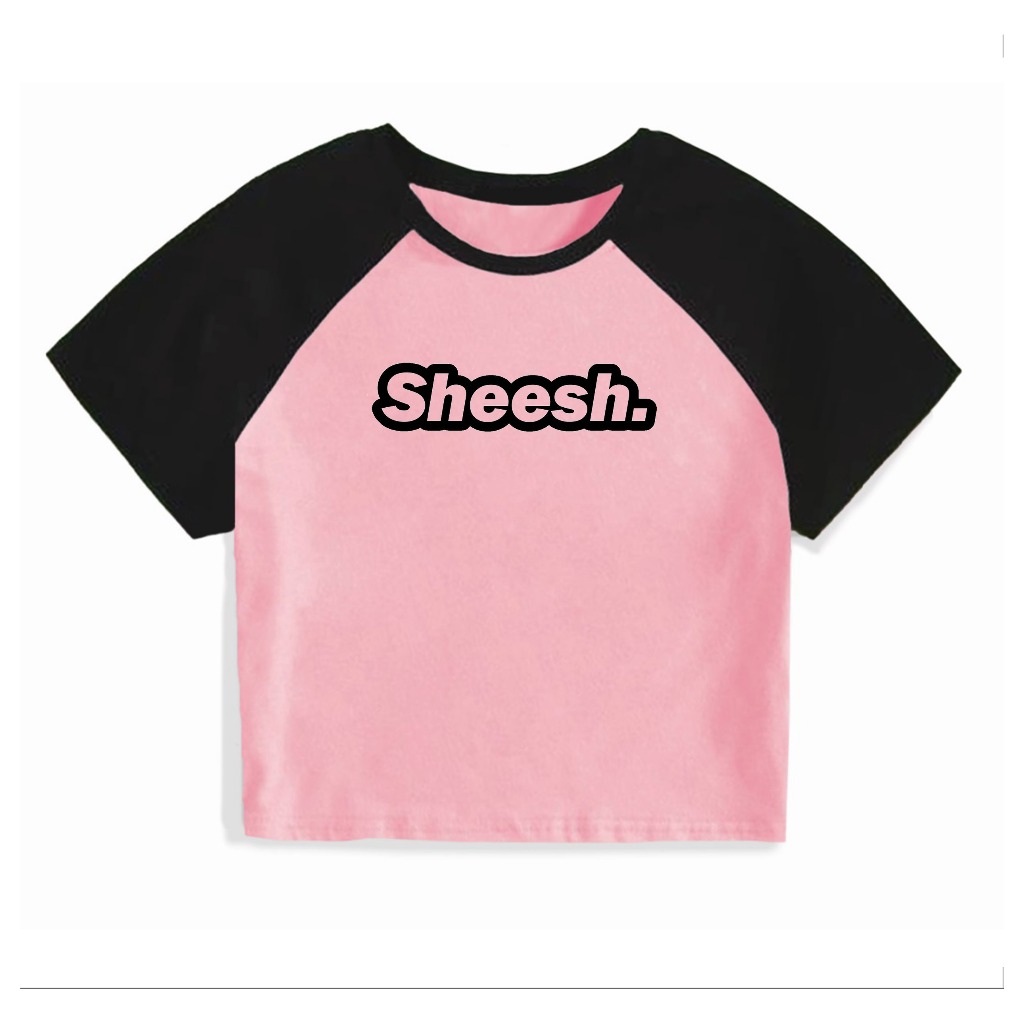 Sheesh Baby M0nster Design K-P0P Crop Top Raglan Slim Fit Petite ...