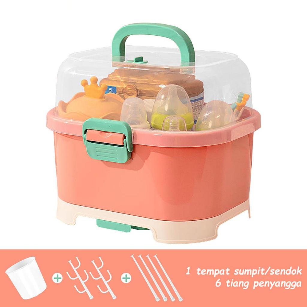 Baby Bottle Storage Box With Cover Nursing Bottle Drying Rack Box Baby ...