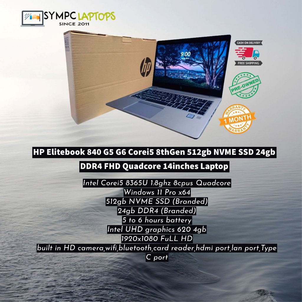 HP Elitebook 840 G5 G6 Corei5 8thGen 512gb NVME SSD 24gb DDR4 FHD ...