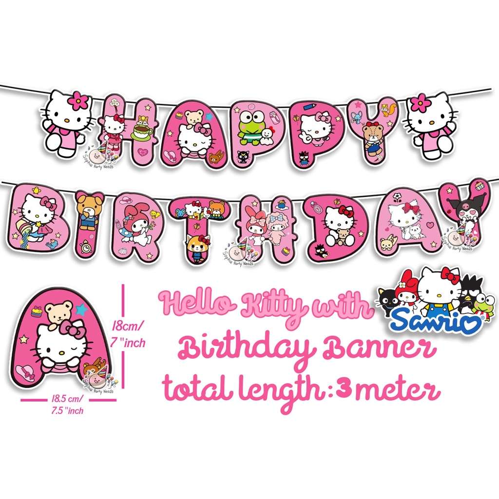 Hello Kitty Happy Birthday Banner Sanrio Design | Shopee Philippines