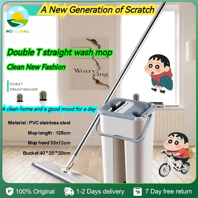 Mop With Bucket Flat Mop Squeezer Floor Mop Map Cleaning 360 Spin Mop ...