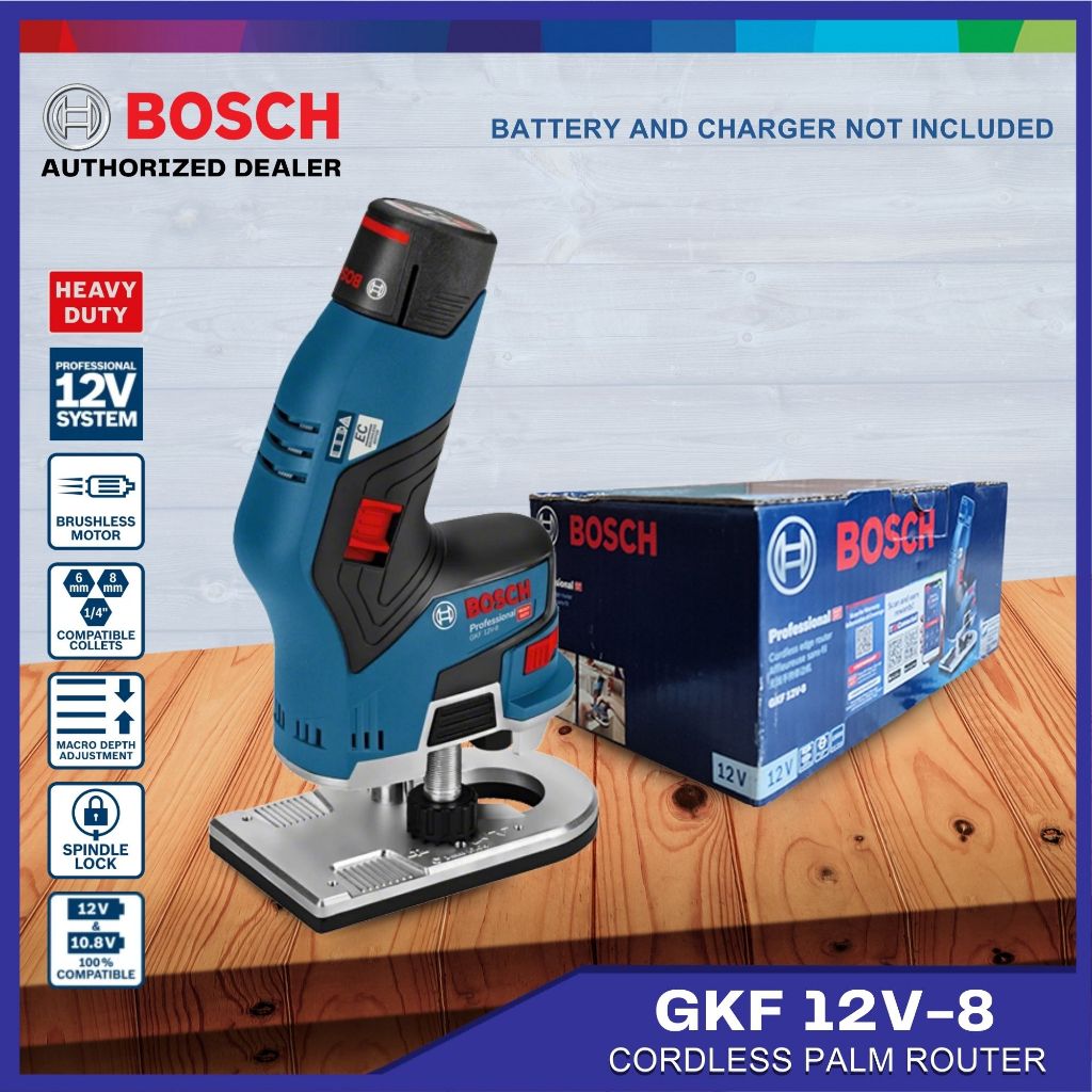 Bosch Router Cordless GKF 12V-8 Solo 06016B00L0 Heavy Duty HD-CORDLESS ...