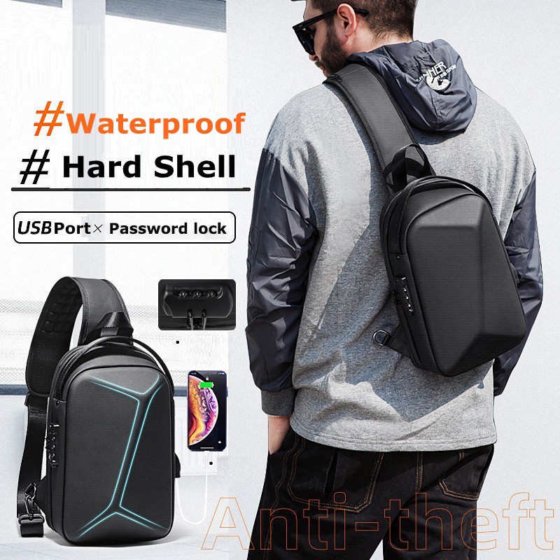 Anti theft chest bag password lock sling bag waterproof crossbody bag ...
