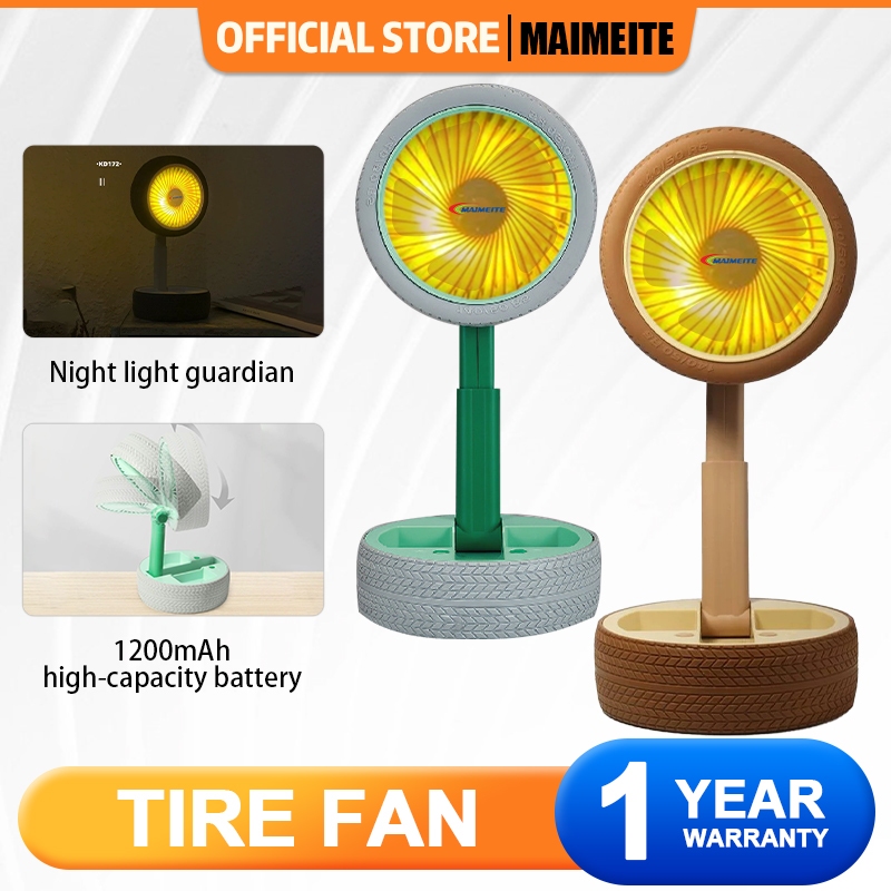 Maimeite Rechargeable Telescopic Fan Portable Tire Folding Night Light ...