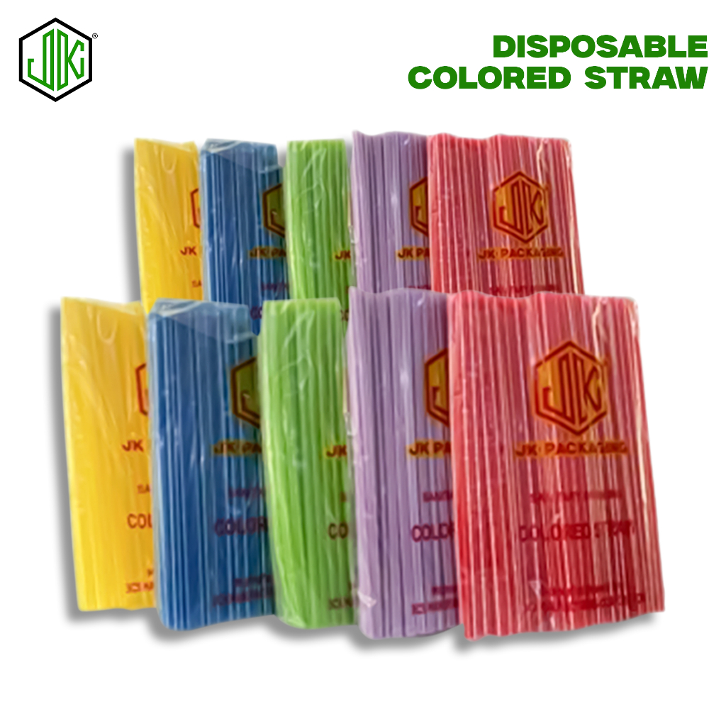 JKM 50pcs Colored Drinking Plastic Straw Disposable Straws | Shopee ...