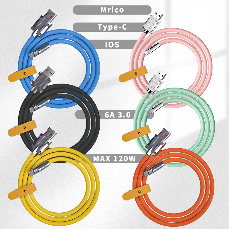 Quick Charger 3.0 Liquid Silicone Metal Micro USB Cable Type C 120W 6A ...