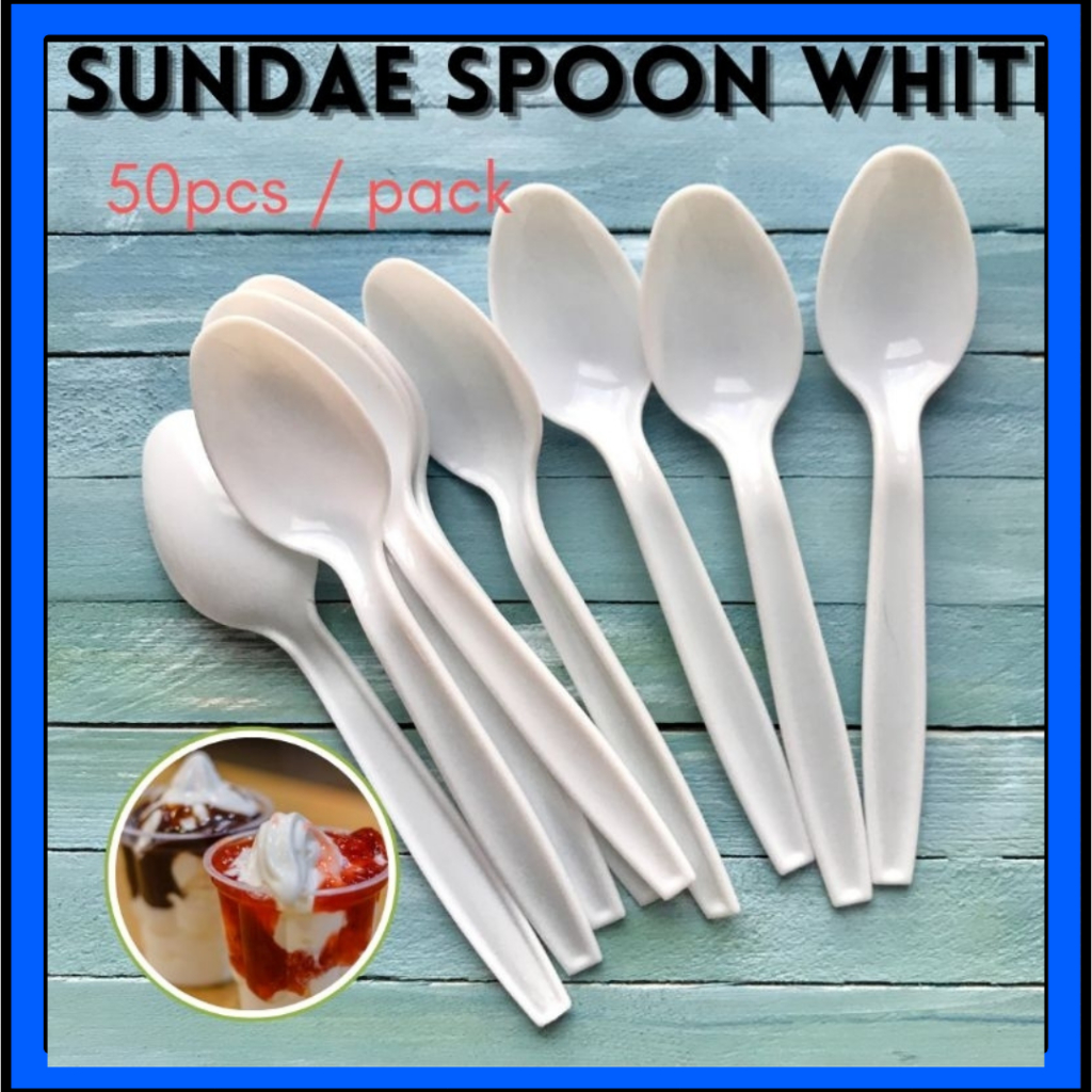 (MK) Sundae Spoon Small Spoons for Ice Cream Desserts 50pcs | Shopee ...