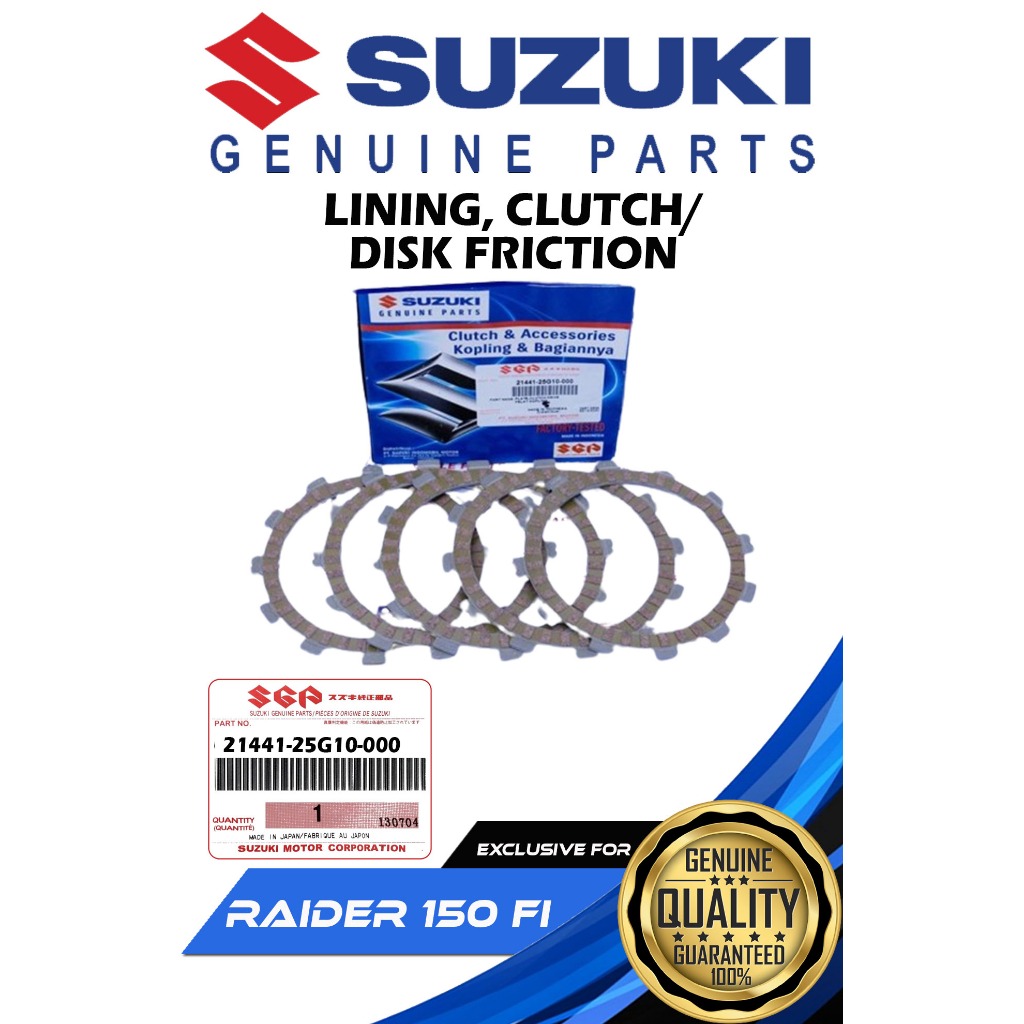 SUZUKI GENUINE LINING, CLUTCH/DISK FRICTION FOR RAIDER 150 FI ( 21441 ...