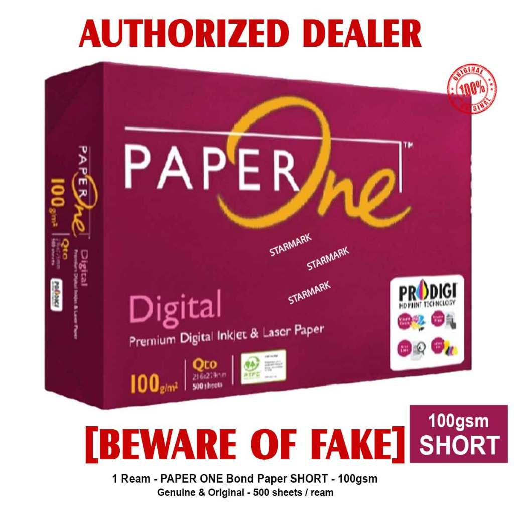 PAPER ONE Bond Paper Papers 100gsm SHORT Size 8.5x11in 500 sheets per ...