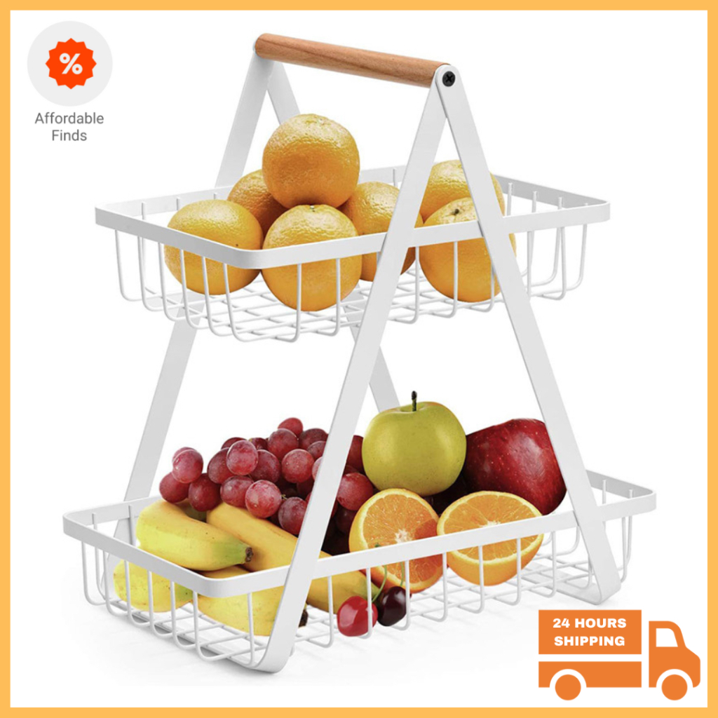TINDAHAN 2-Tier Countertop Fruits Basket Vegetables Basket Storage ...