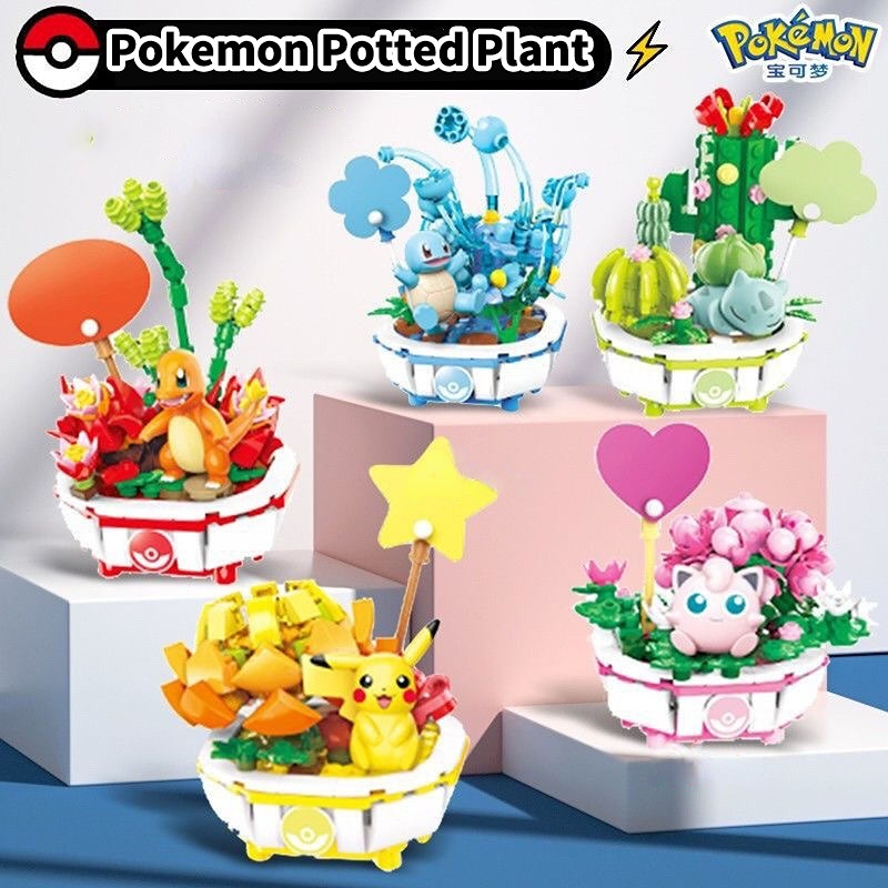 Keeppley Pokemon Building Blocks Potted Plant(Pikachu/Charmander ...