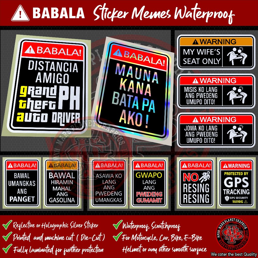 BABALA BAWAL HIRAMIN MOTORCYCLE BIKE STICKER WATERPROOF | Shopee ...