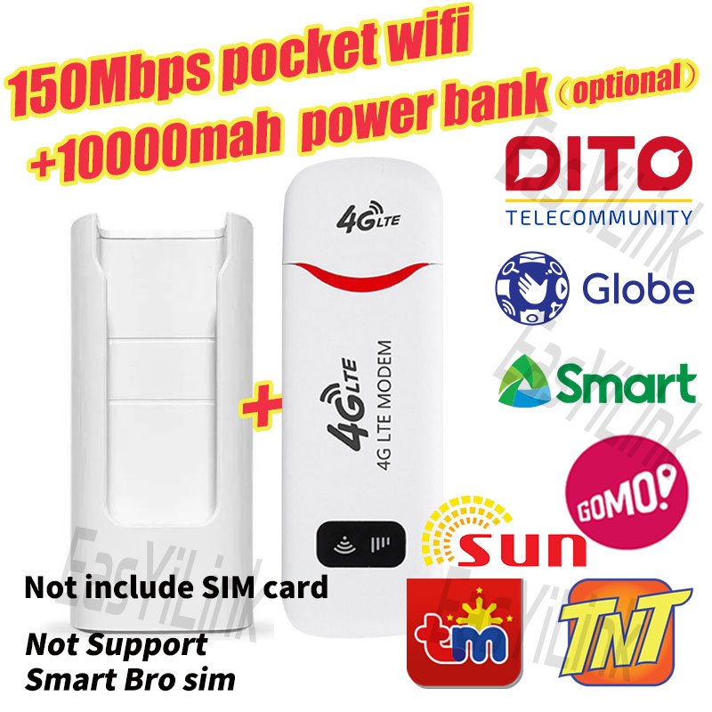 4G USB Pocket Wifi Openline fit for Globe Smart DITO Gomo Sim Card Wireless Router | Shopee ...