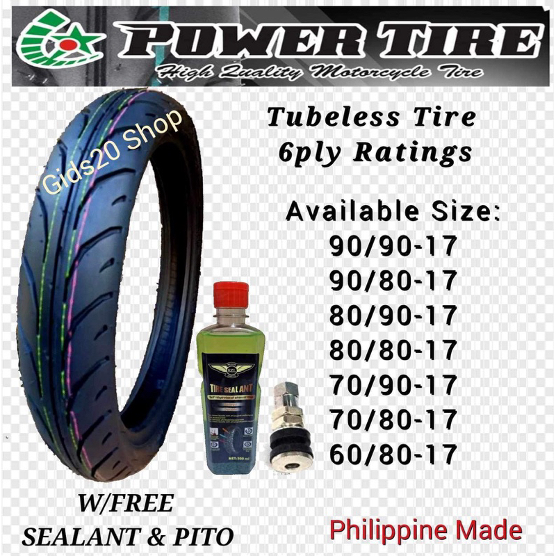 POWER TIRE (S200) 6ply TUBELESS 17 W/Free Sealant & Pito | Shopee ...