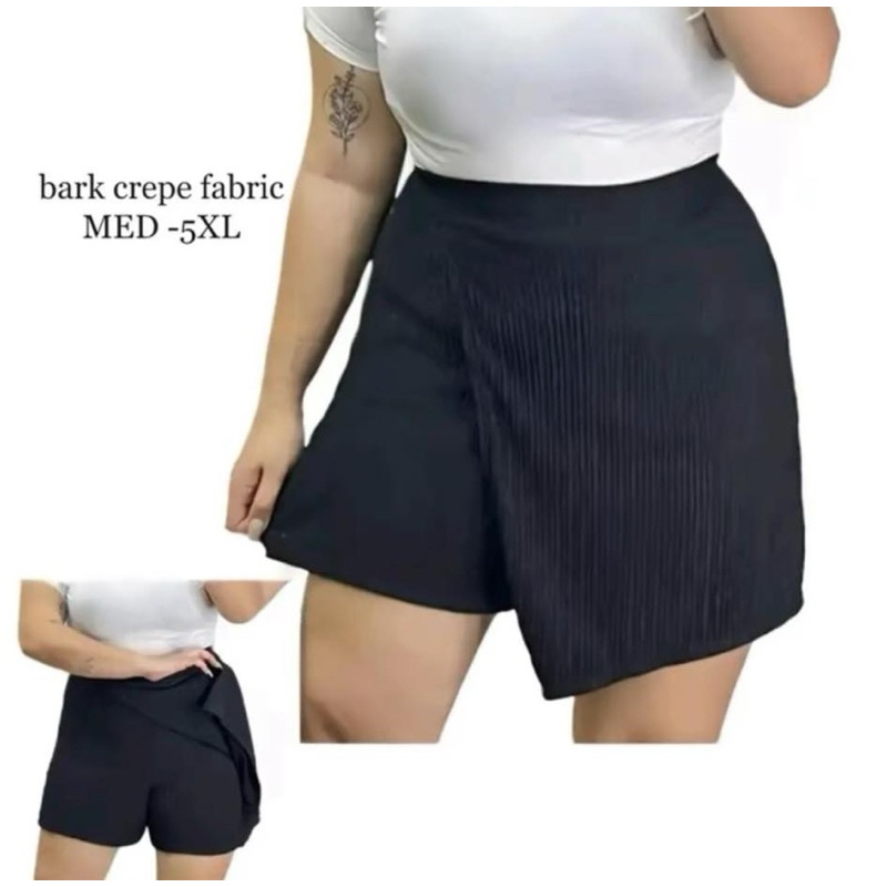 M-5XL PLUS SIZE RHIAN SKORT HIGH WAIST SHORTS XL-3XL CREPE overlap ...