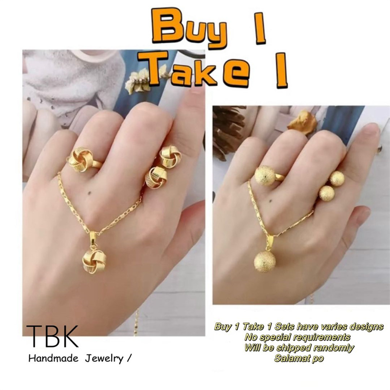 TBK Set 3 IN 1 Ring Adjustable Buy ONE Take ONE Set Necklace Ring ...