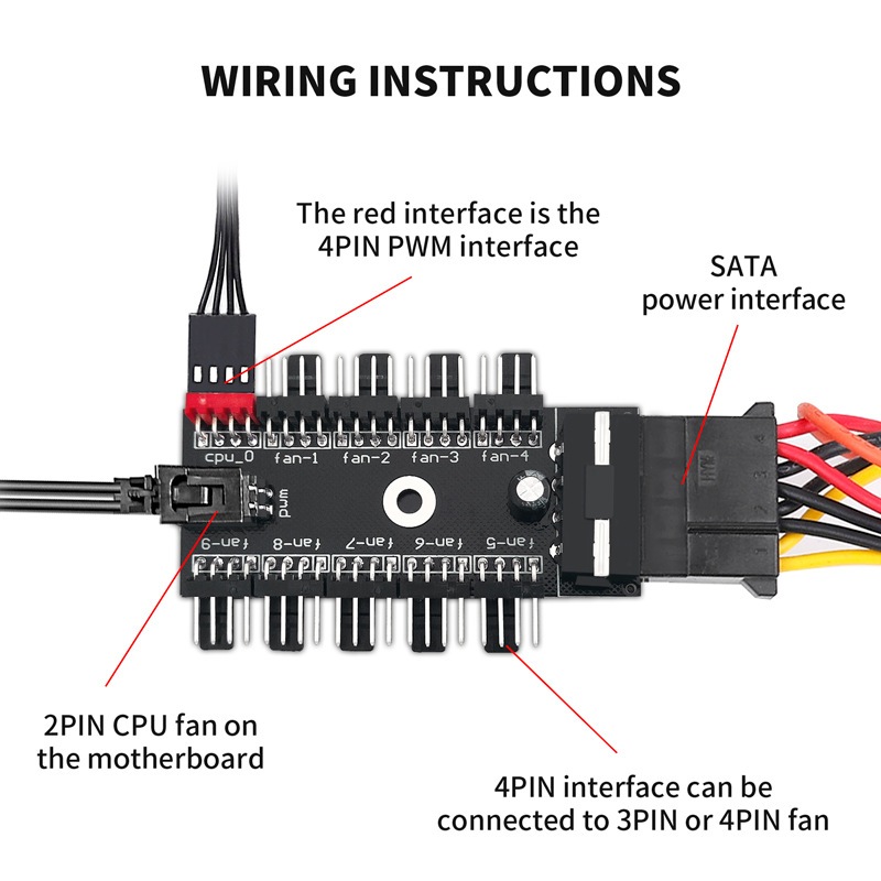 (1 to 10) 4 Pin PWM Cooling Fans HUB SATA Power Port Speed Controller ...