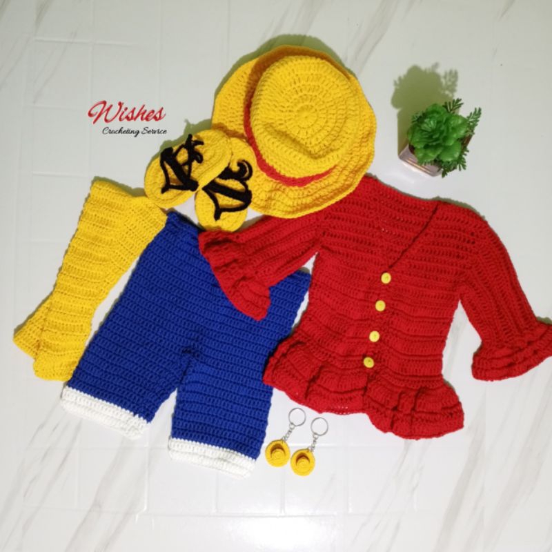 One Piece Luffy Crochet Costume for baby, Wishes Crochet | Shopee ...