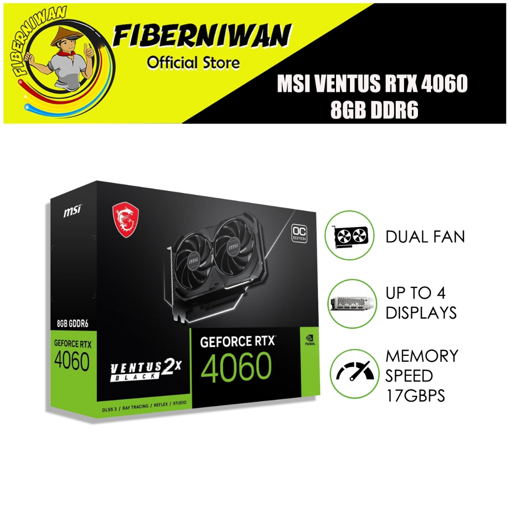 ITW | MSI Geforce RTX 4060 Ventus 2X Black 8GB GDDR6 OC Graphics Card ...