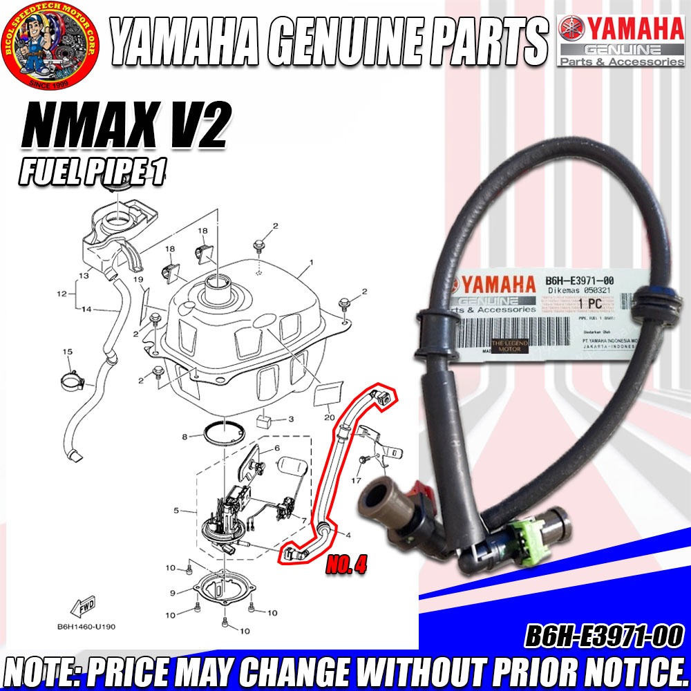NMAX V2 FUEL PIPE 1 (YGP) (GENUINE: B6H-E3971-00) | Shopee Philippines