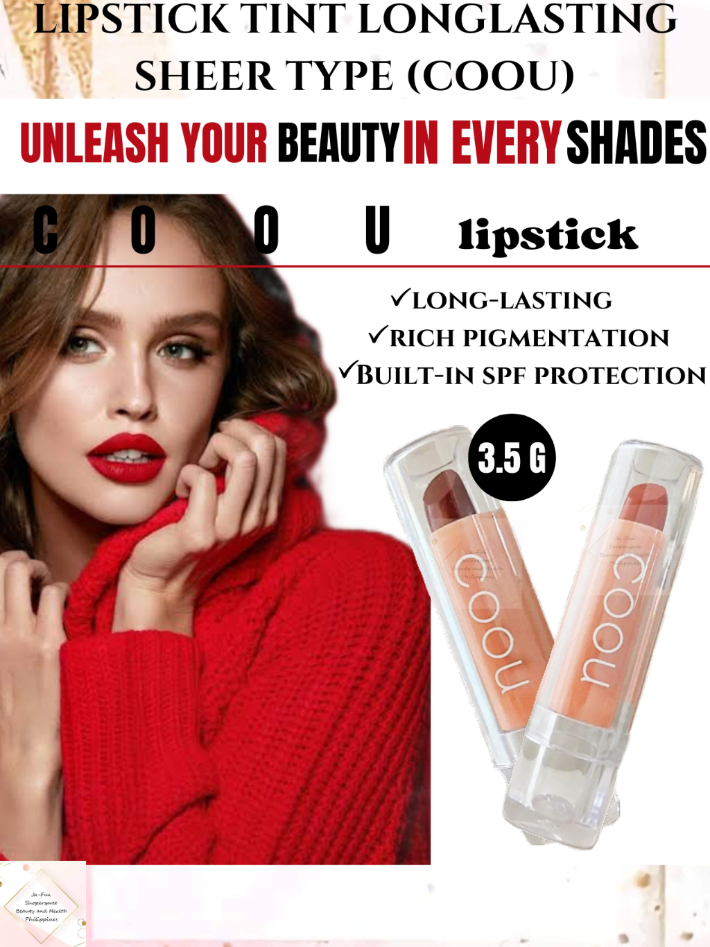 LIPSTICK TINT LONGLASTING SHEER TYPE ( COOU JAPAN ) | Shopee Philippines