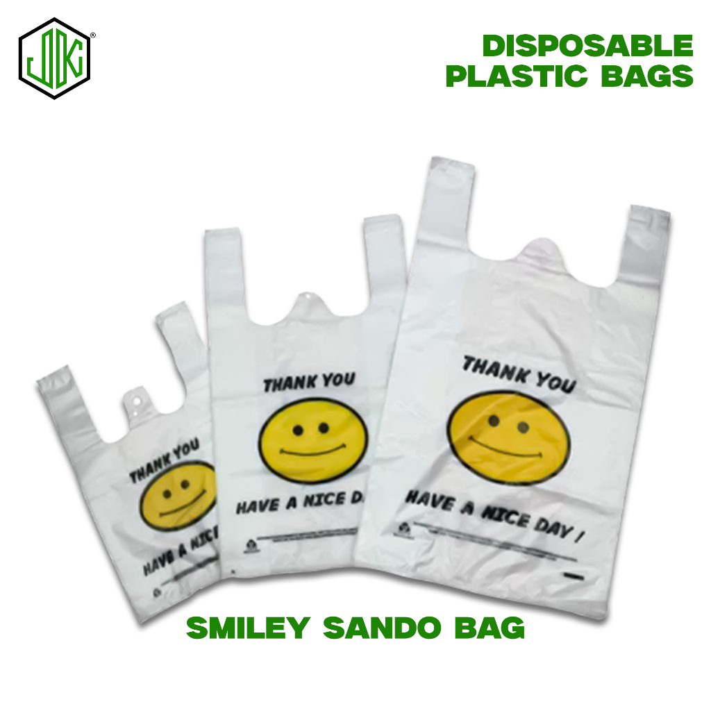 JKM 50pcs Plastic Sando Bag Smiley Thank You Printed Transparent ...