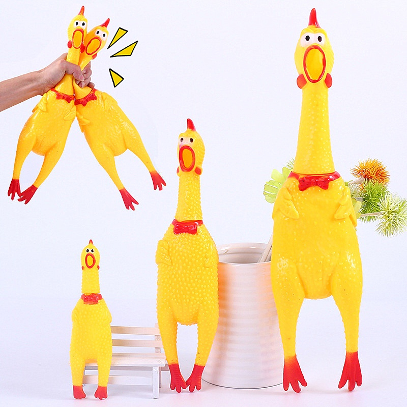 Pet Toy Screaming Chicken Yellow Rubber Chicken Pet Dog Toy Squeak ...