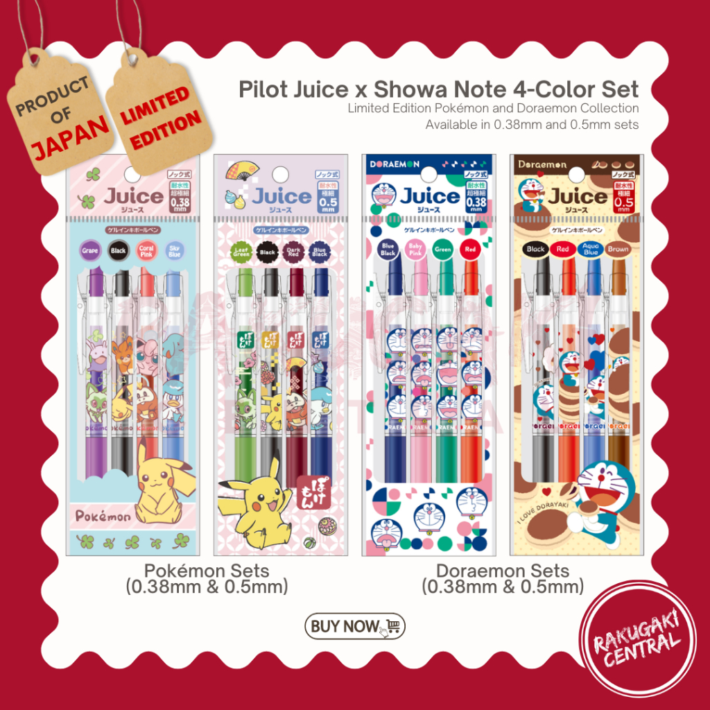 Pilot Juice x Showa Note 4-Color Set (Pokemon & Doraemon) Pen | Shopee ...