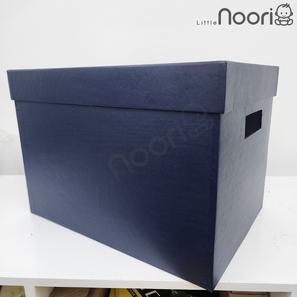 PORTABLE BOX WITH COVER BLUE BLACK DOCUMENT STORAGE BOX | Shopee ...