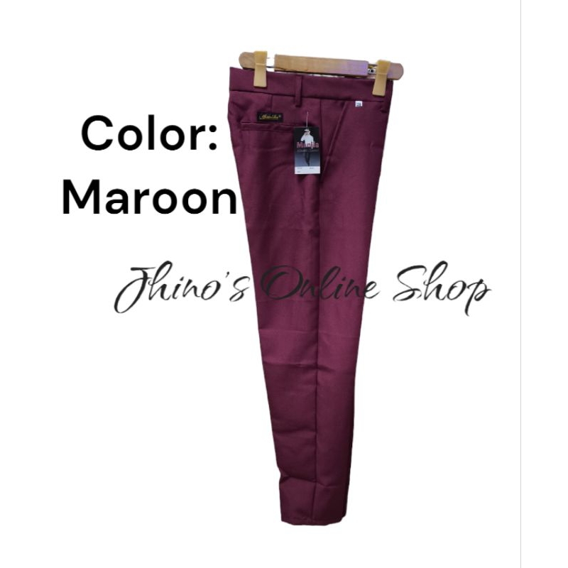 SLACKS FOR MEN SEMI BASTON (MAROON) | Shopee Philippines