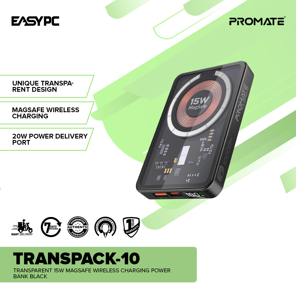 EasyPC| Promate TransPack-10 Transparent 15W wireless charging power ...