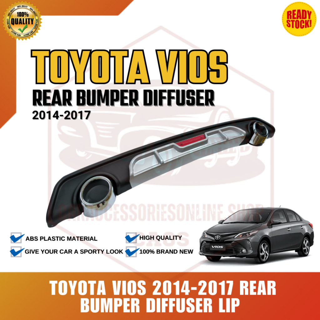 CAOS - (2014 2015 2016 2017) TOYOTA VIOS CAR REAR BUMPER DIFFUSER LIP ...